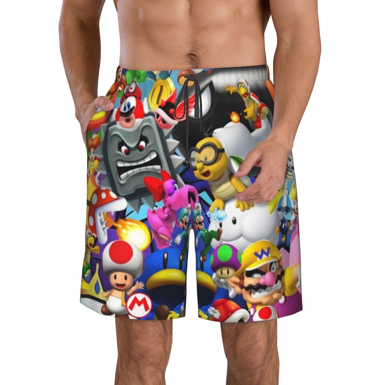 Super Mario Group Portrait6 Summer Beach Sign Mens Swim Trunks Quick ...