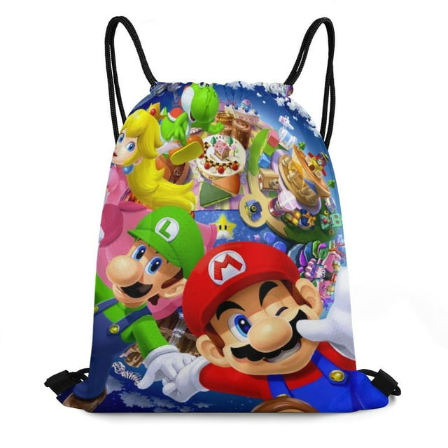 Super Mario Gym Bag Simple Casual Drawstring Backpack Outdoor Portable ...