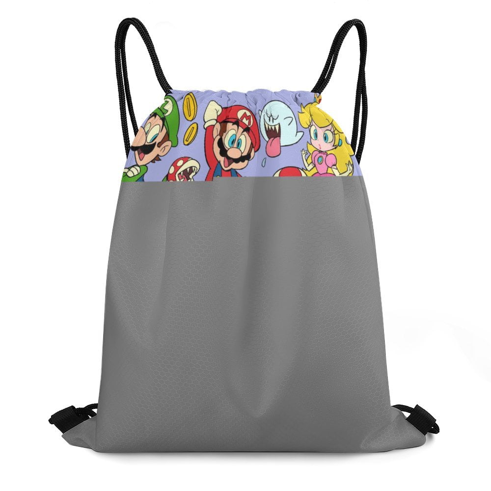 Super Mario Gym Bag Simple Casual Drawstring Backpack Outdoor Portable ...