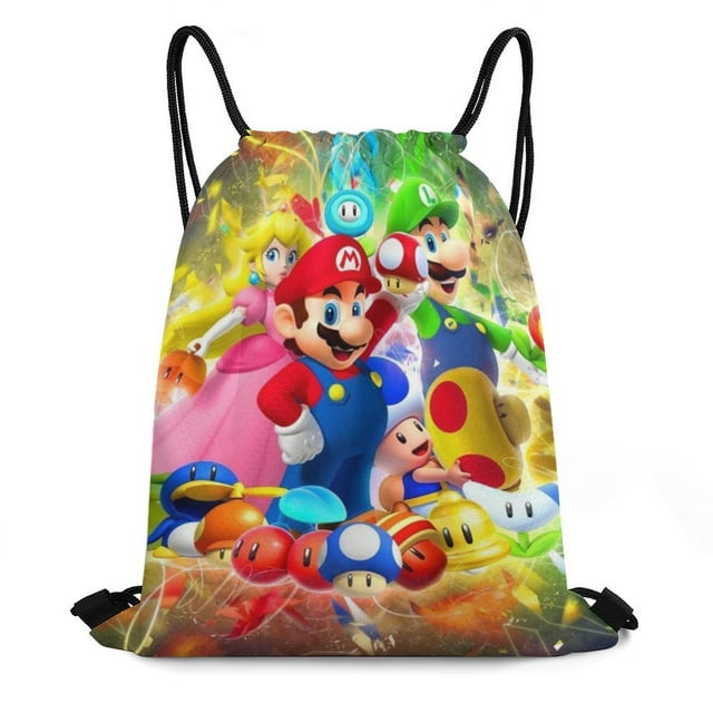 Super Mario Gym Bag Simple Casual Drawstring Backpack Outdoor Portable ...