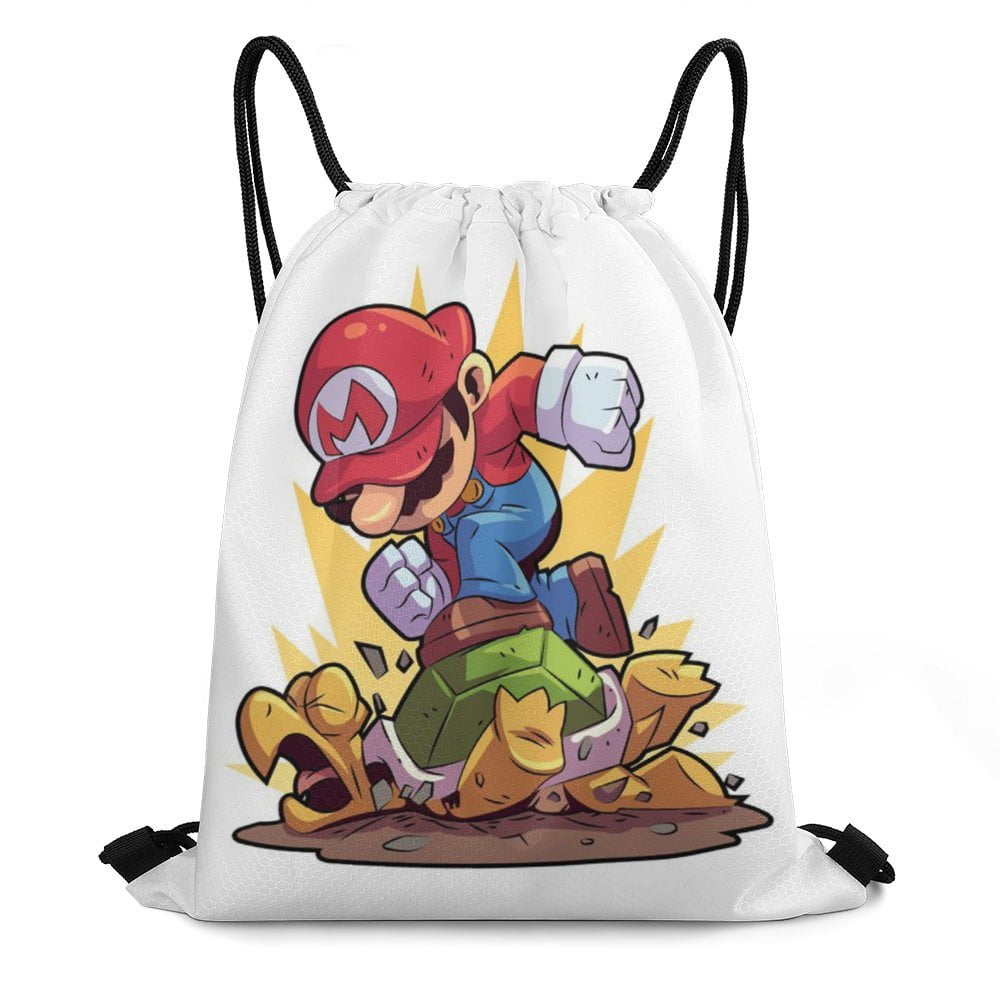 Super Mario Gym Bag Simple Casual Drawstring Backpack Outdoor Portable ...