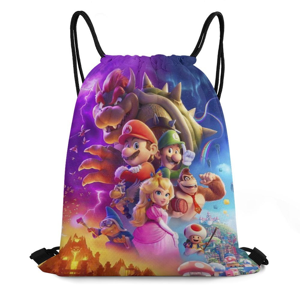 Super Mario Gym Bag Simple Casual Drawstring Backpack Outdoor Portable ...