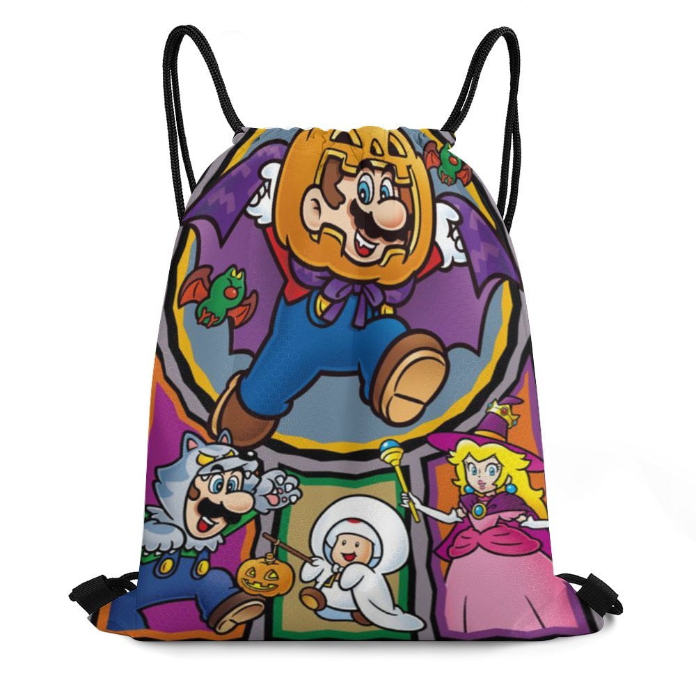 Super Mario Gym Bag Simple Casual Drawstring Backpack Outdoor Portable ...