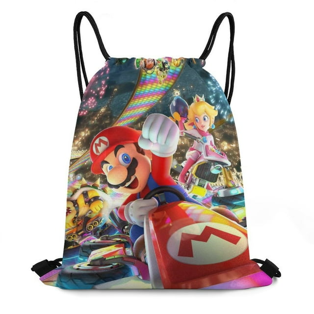 Super Mario Gym Bag Simple Casual Drawstring Backpack Outdoor Portable ...
