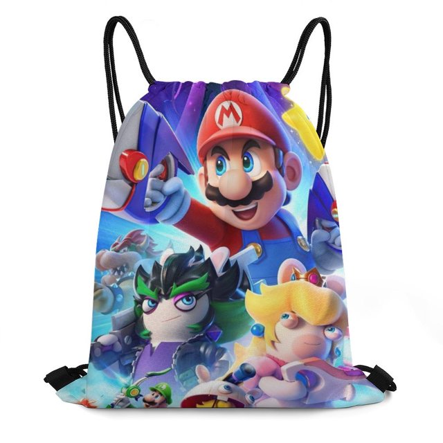 Super Mario Gym Bag Simple Casual Drawstring Backpack Outdoor Portable ...