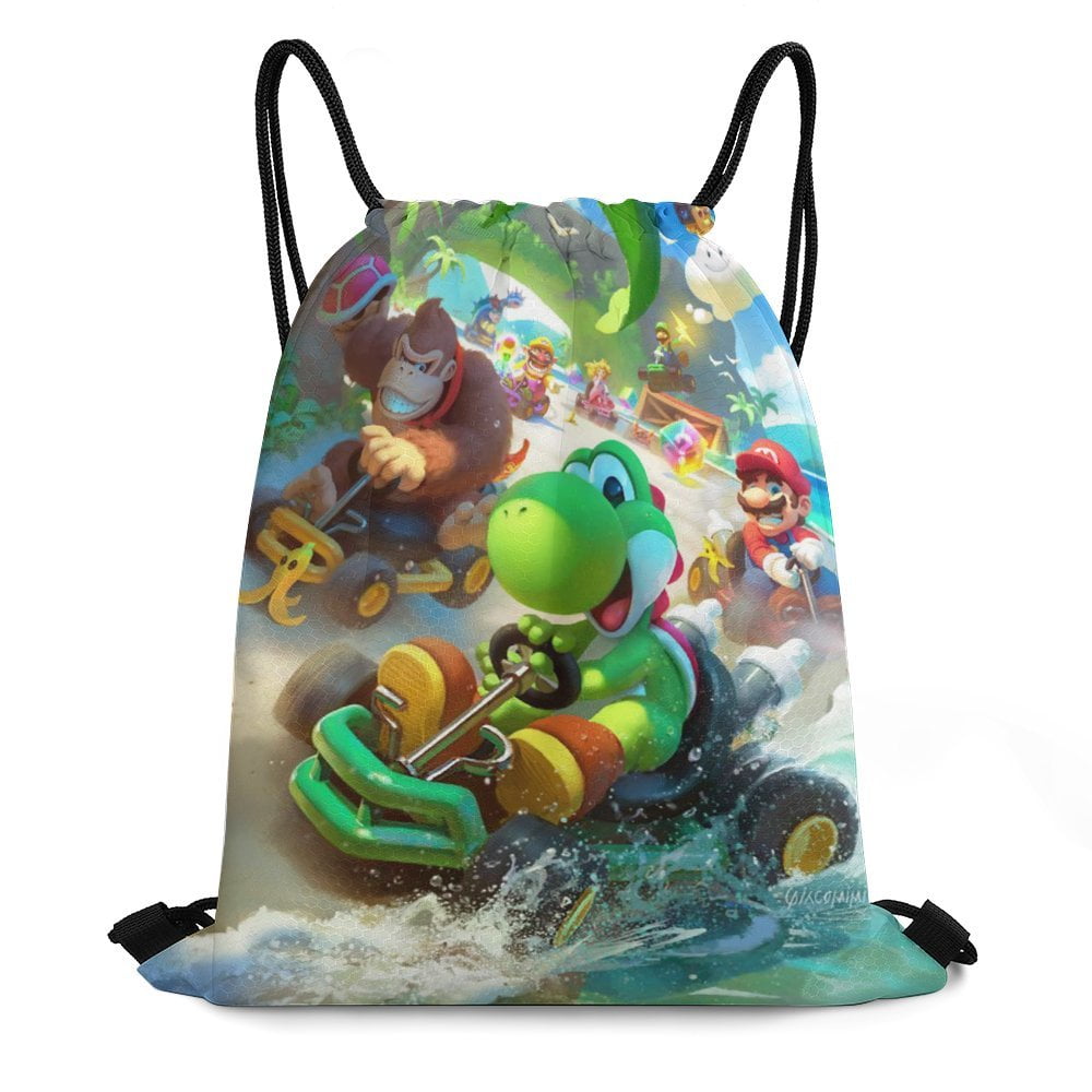 Super Mario Gym Bag Simple Casual Drawstring Backpack Outdoor Portable ...