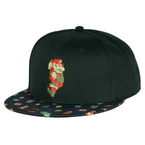 Super Mario Hat Embroidered Mario Patch Adult Flat Bill Adjustable ...