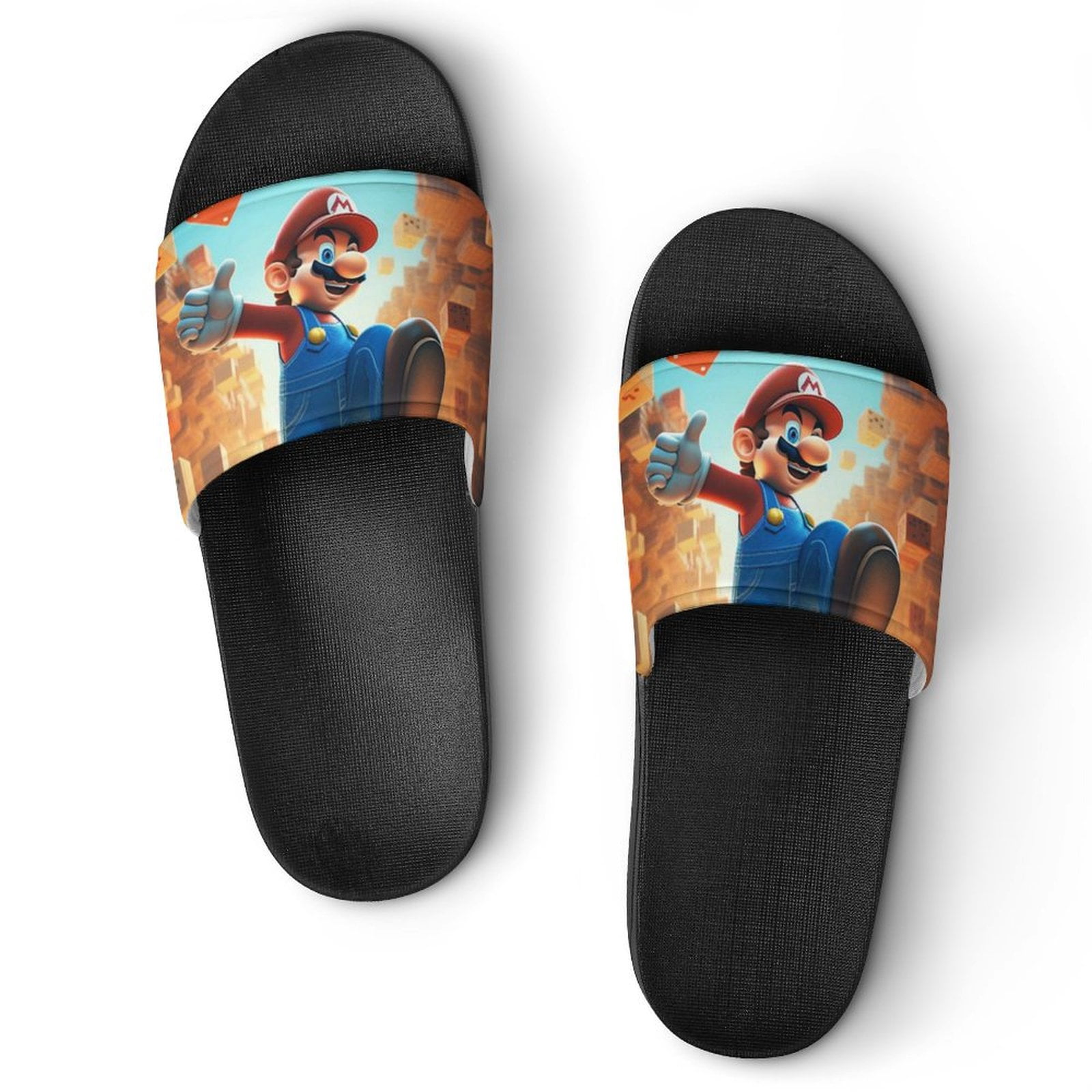 Super Mario Home Slippers Non Slip Bathroom Open Toe Shoes Lightweight ...