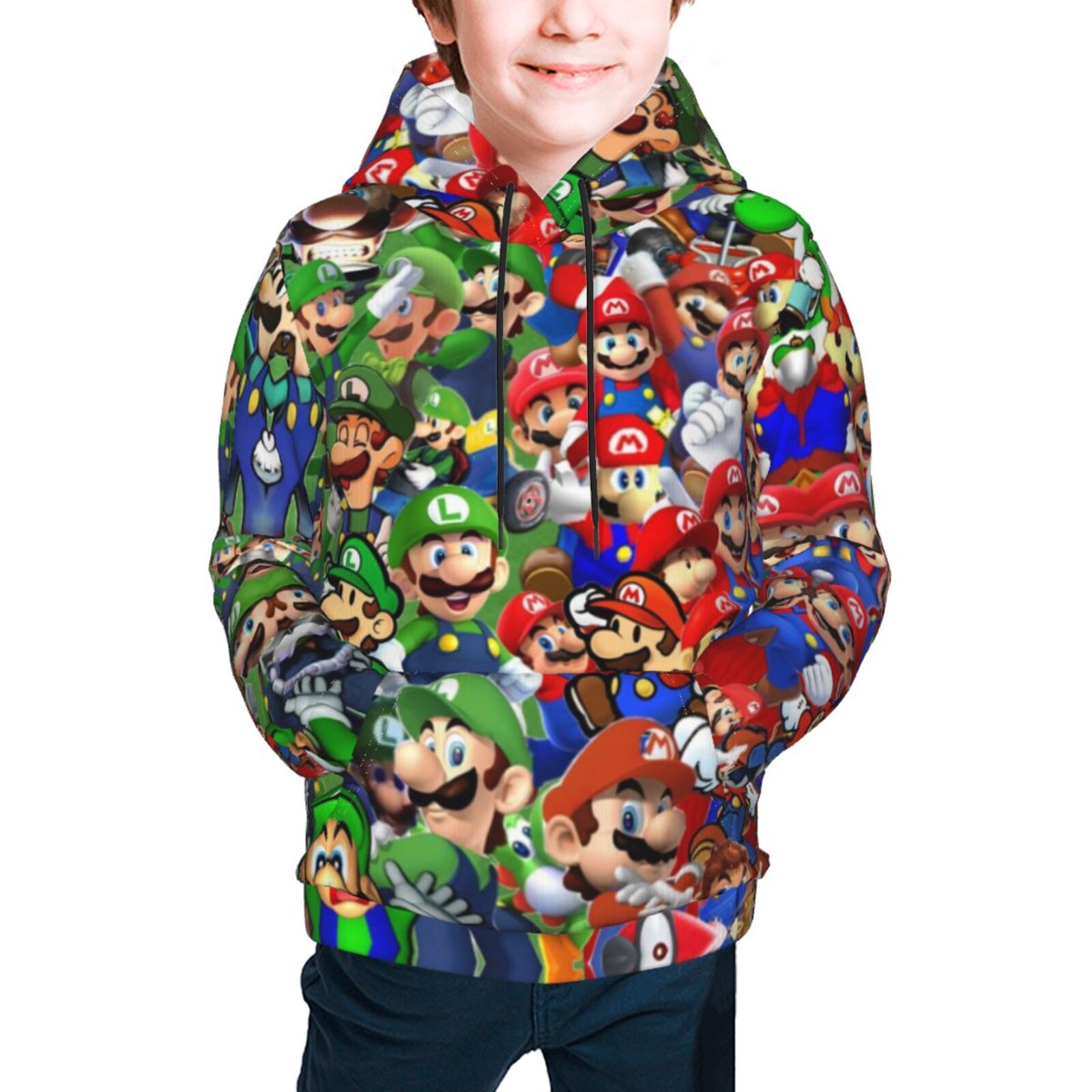Super Mario Hoodie 3D Print Pullover Hooded Long Sleeve Sweatshirts ...