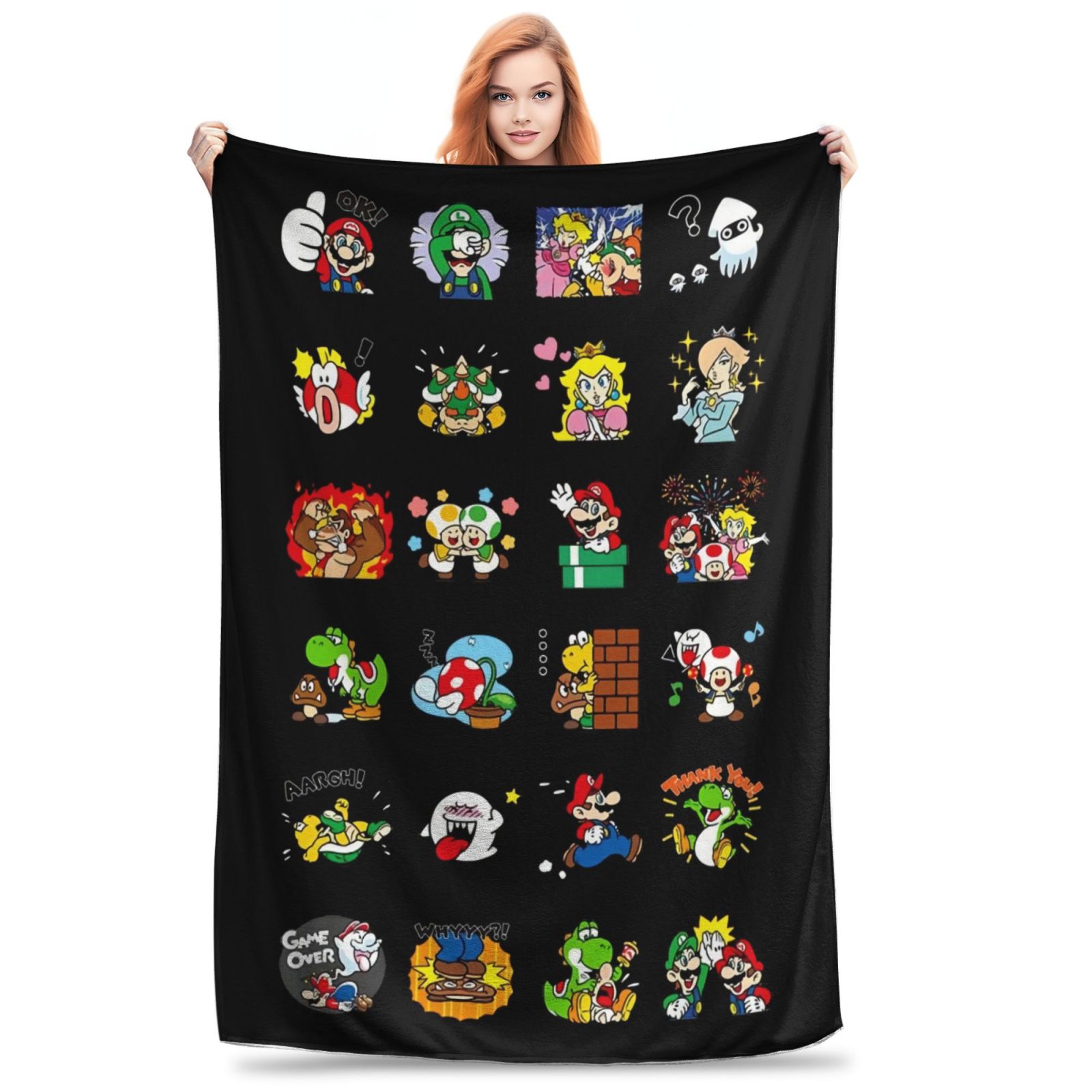 Super Mario Illustrations Blanket Super Soft Throw Blanket Lightweight ...