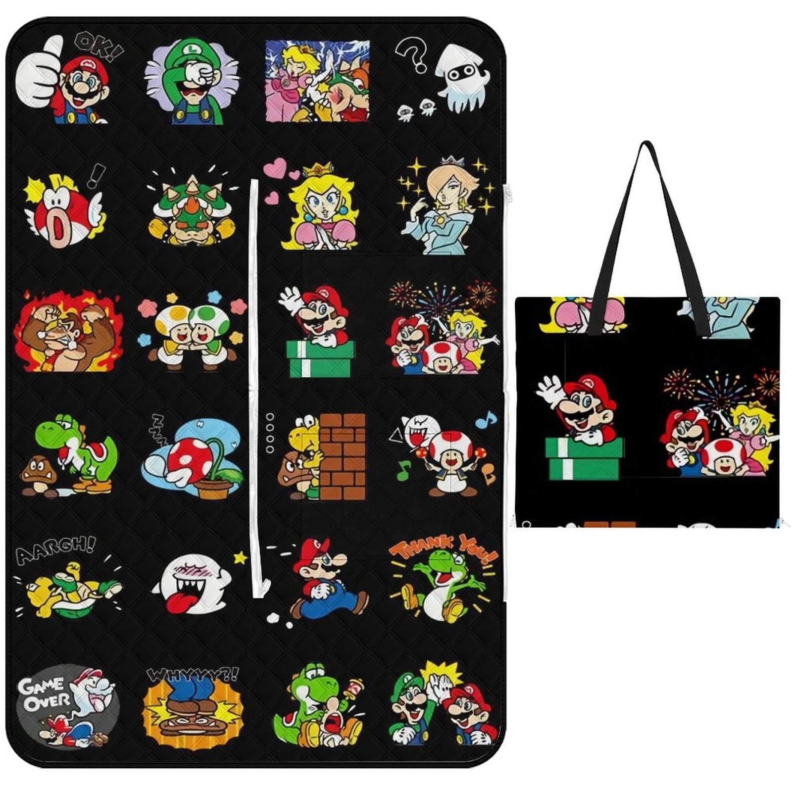 Super Mario Illustrations Picnic Blanket,Foldable Waterproof Sand Mat ...