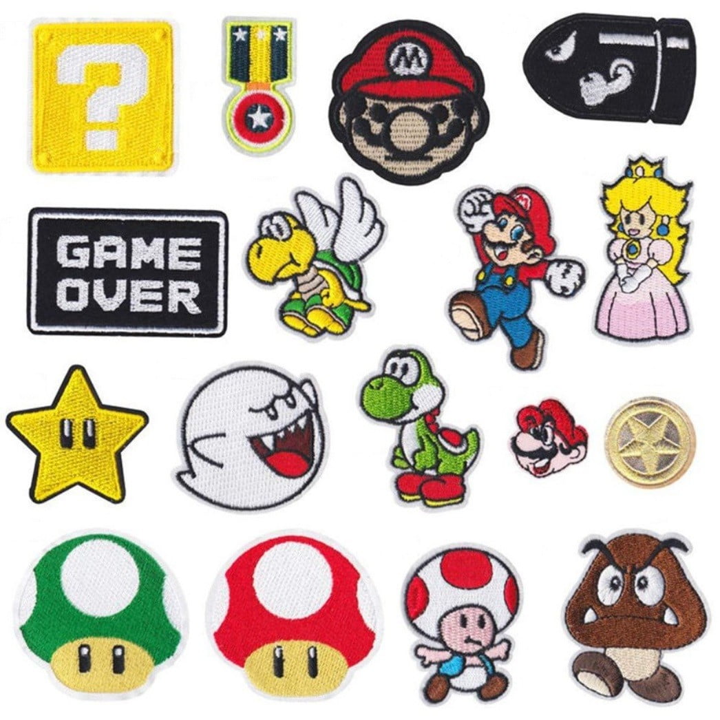 Super Mario Iron on Patch Set of 17 - Walmart.com