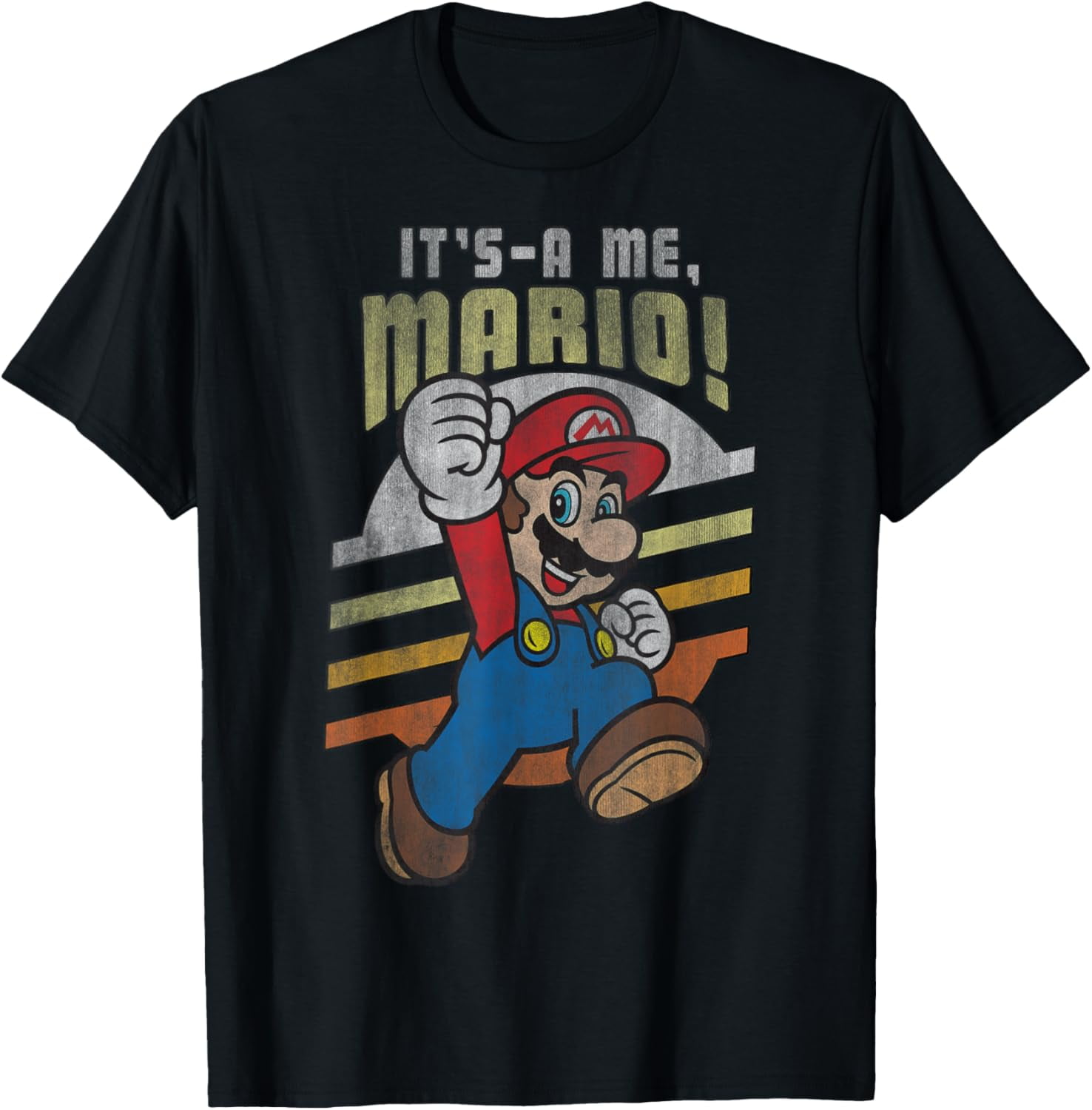 Super Mario It's-A Me, Mario! Distressed Poster T-Shirt,Men's Short ...