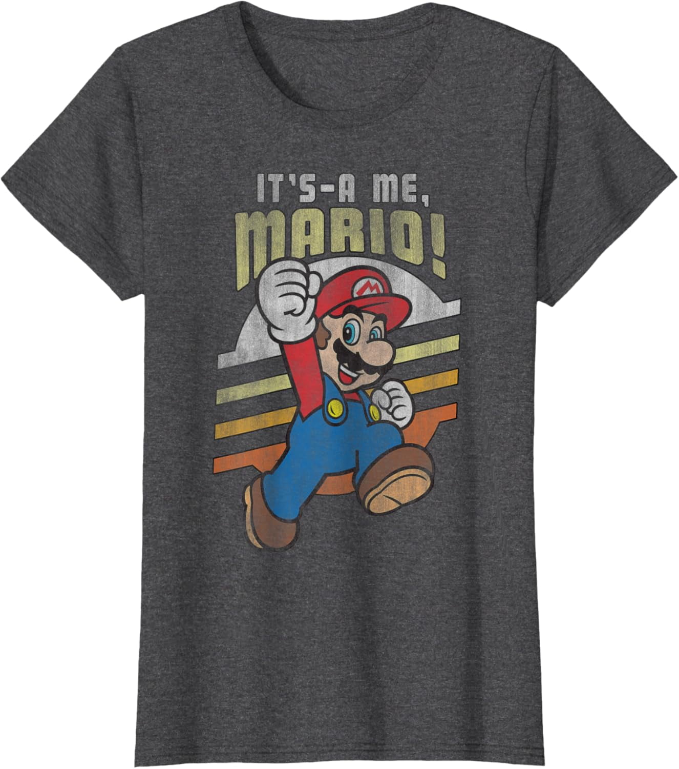 Super Mario It's-A Me, Mario! Distressed Poster T-Shirt,Men's Short ...