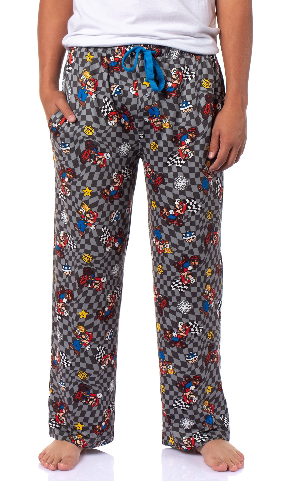 Super Mario Kart Men's Mario Champion Checkered Pajama Pants Adult ...