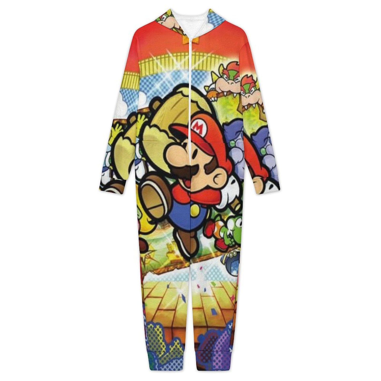 Super Mario Kids Cartoon One-piece Pajamas Winter Warm Home Pajamas ...