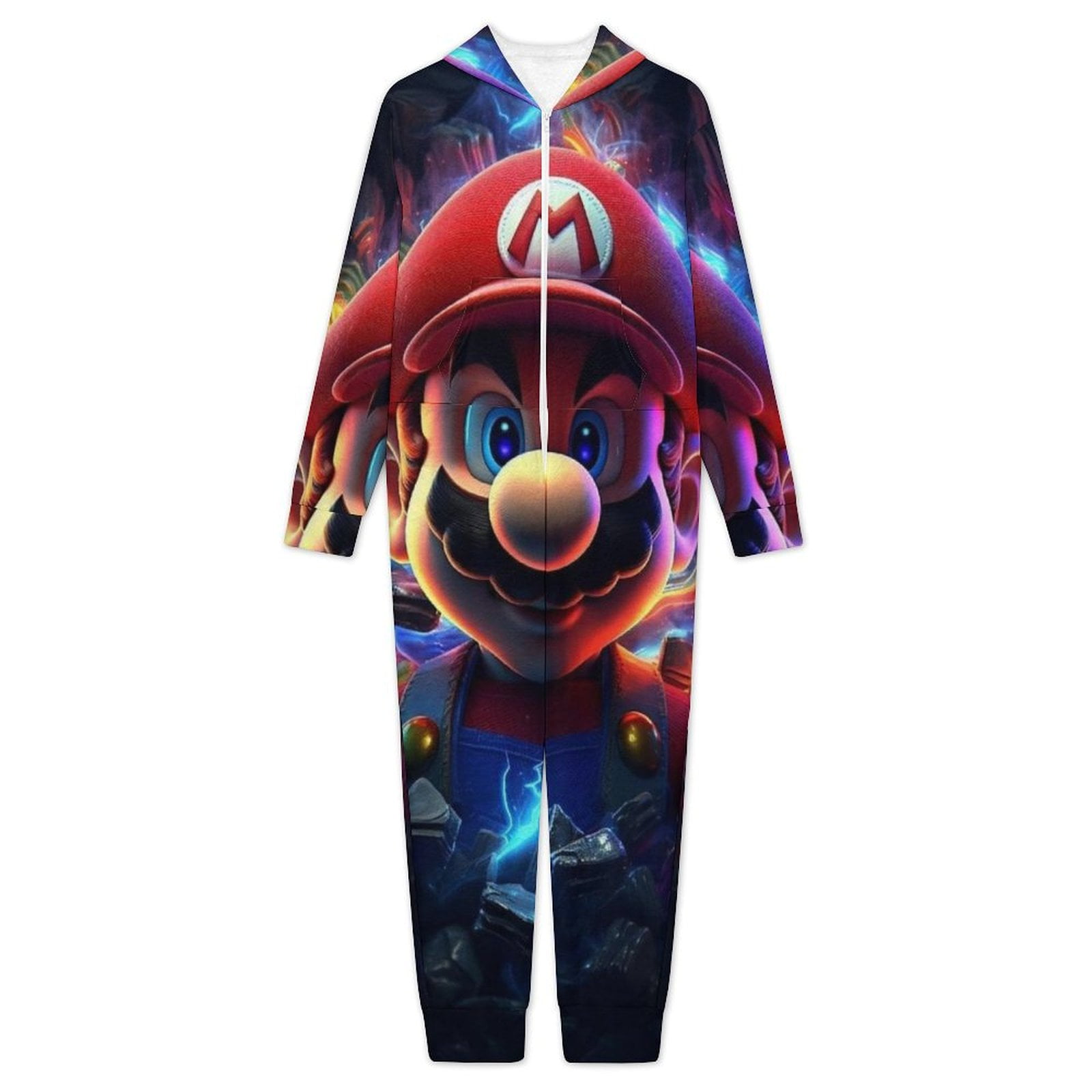 Super Mario Kids Cartoon One-piece Pajamas Winter Warm Home Pajamas ...