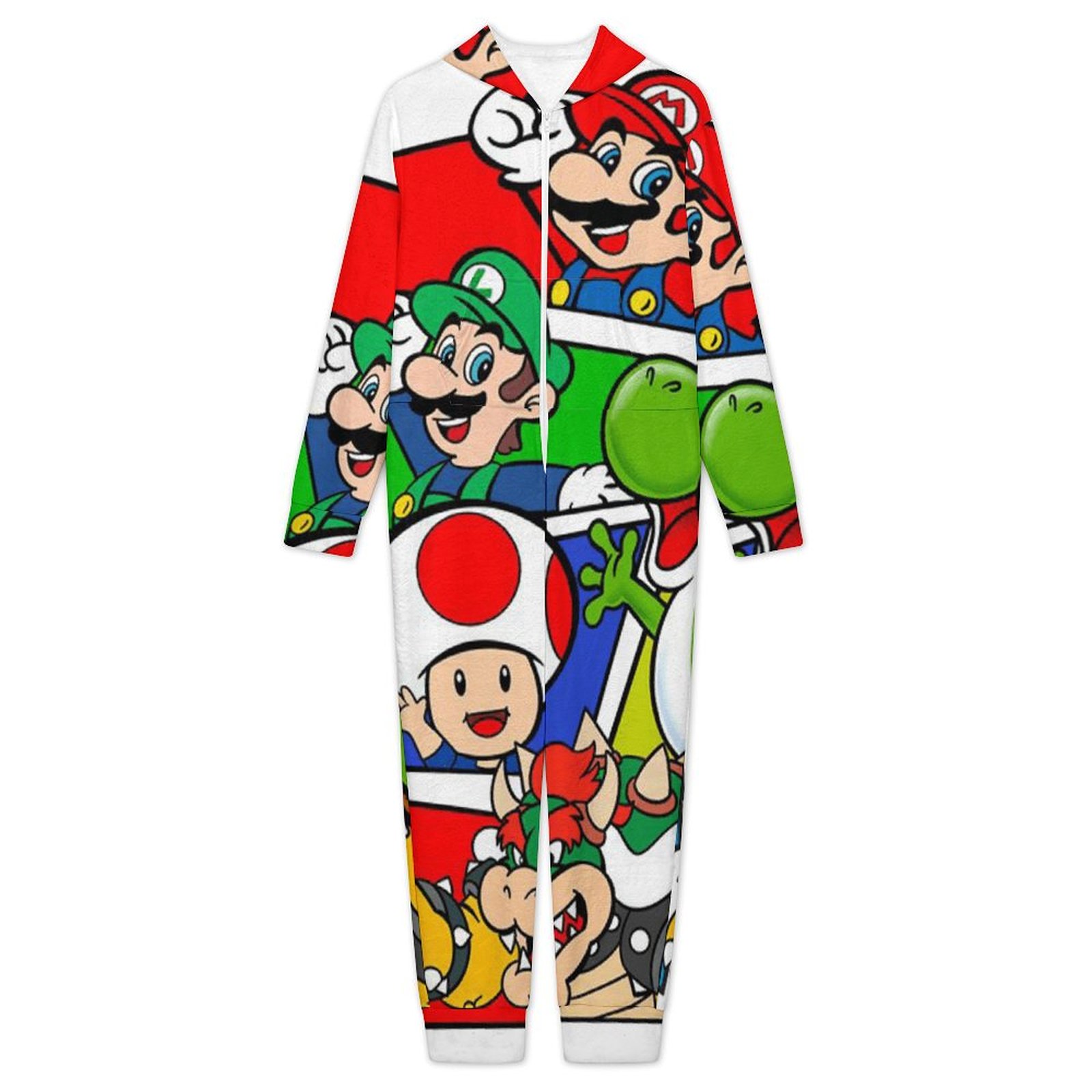 Super Mario Kids Cartoon One-piece Pajamas Winter Warm Home Pajamas ...