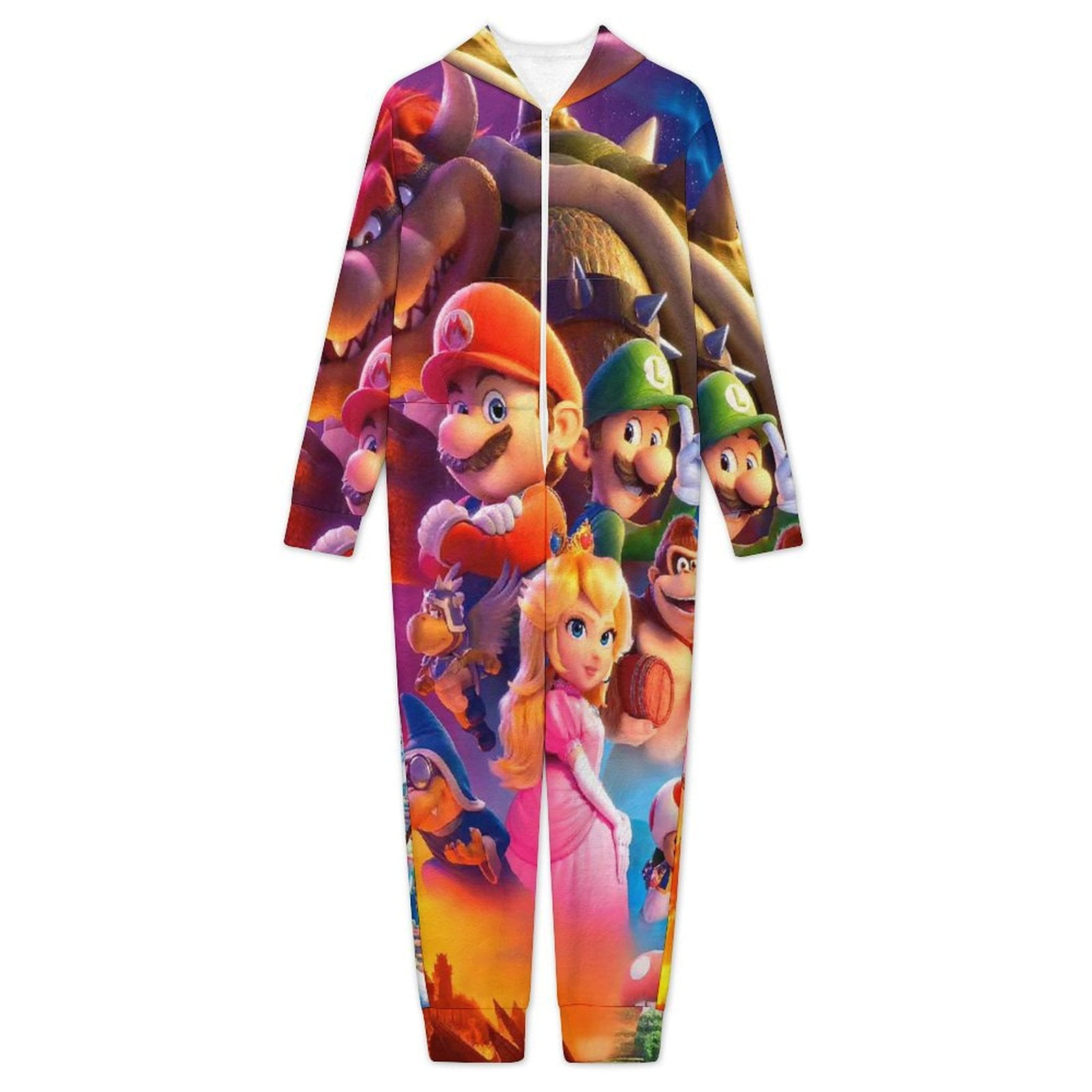 Super Mario Kids Cartoon One-piece Pajamas Winter Warm Home Pajamas ...