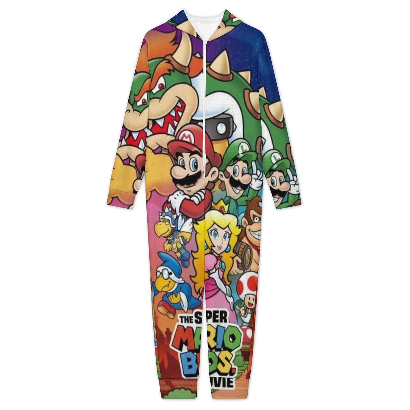 Super Mario Kids Cartoon One-piece Pajamas Winter Warm Home Pajamas ...