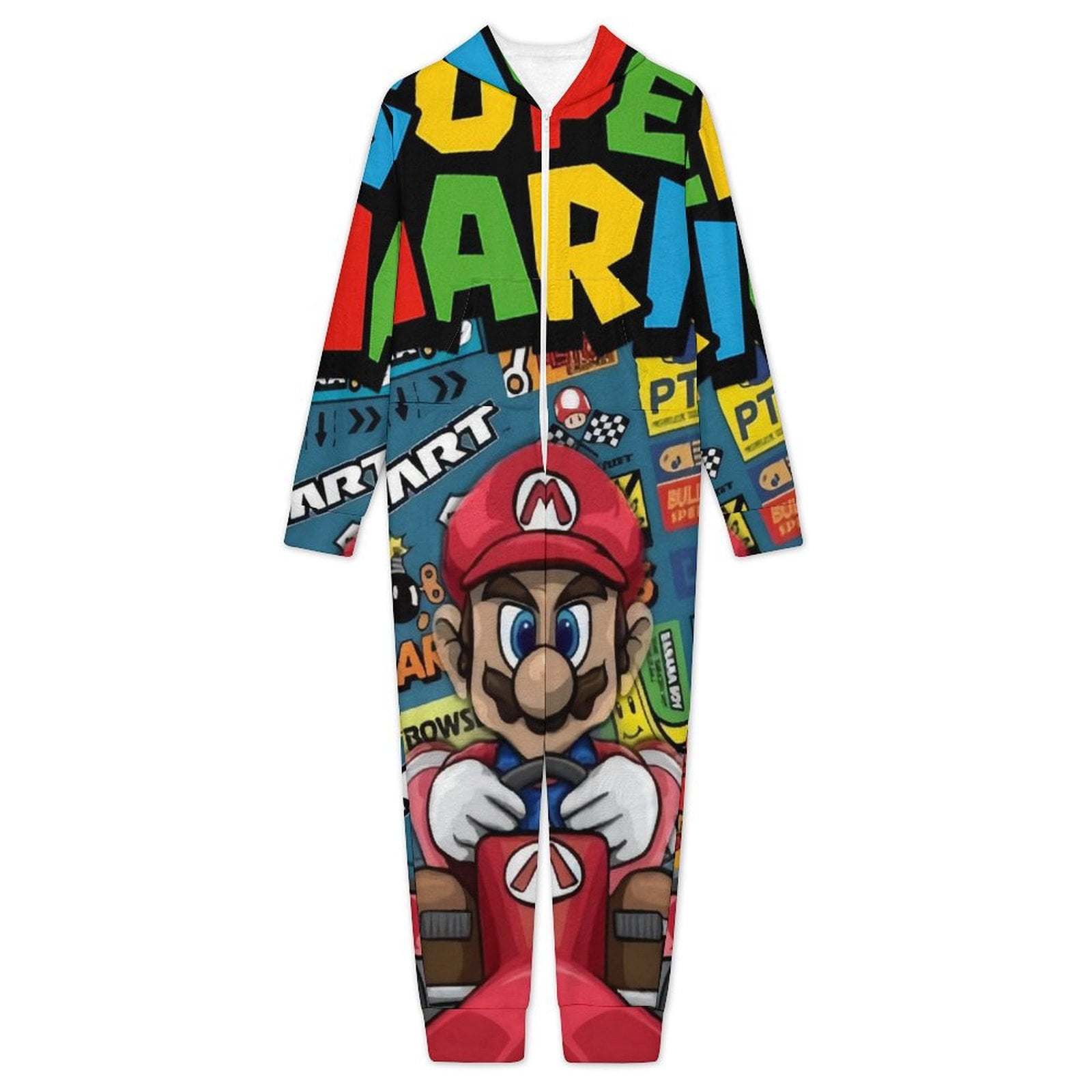 Super Mario Kids Cartoon One-piece Pajamas Winter Warm Home Pajamas ...