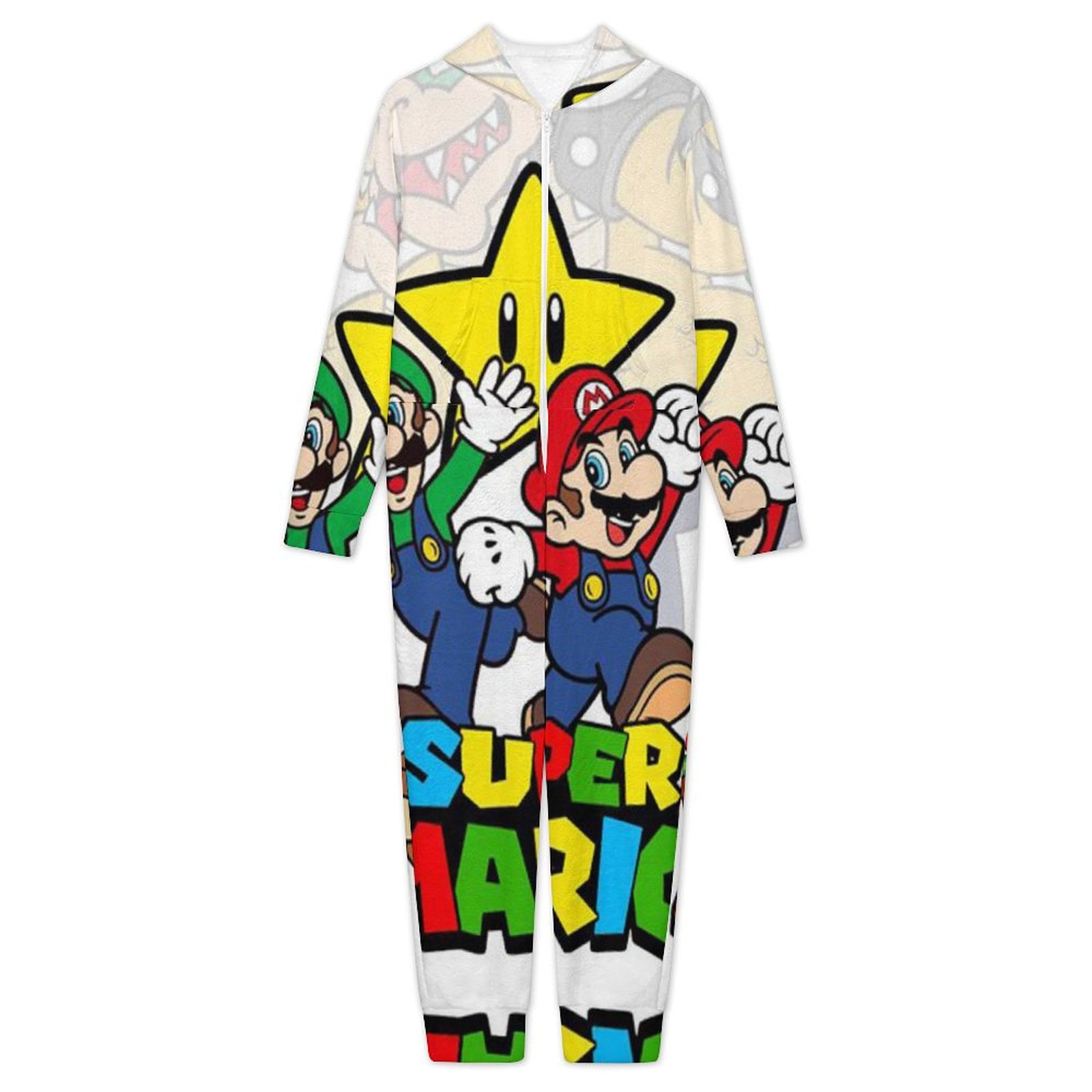 Super Mario Kids Cartoon One-piece Pajamas Winter Warm Home Pajamas ...