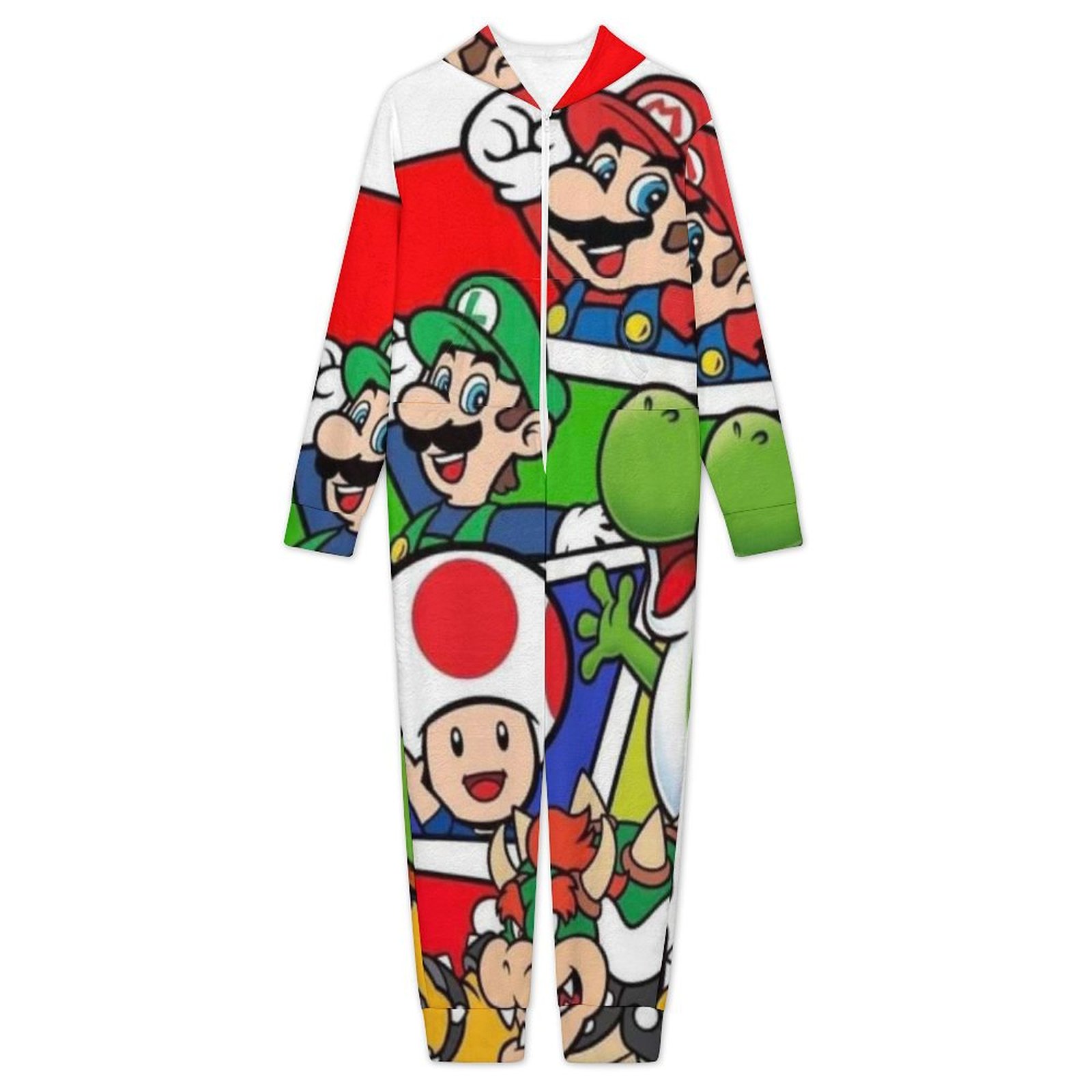 Super Mario Kids Cartoon One-piece Pajamas Winter Warm Home Pajamas ...