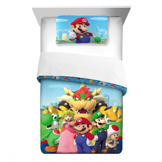 Super Mario Kids Comforter and Pillowcase, 2-Piece Set, Twin/Full ...
