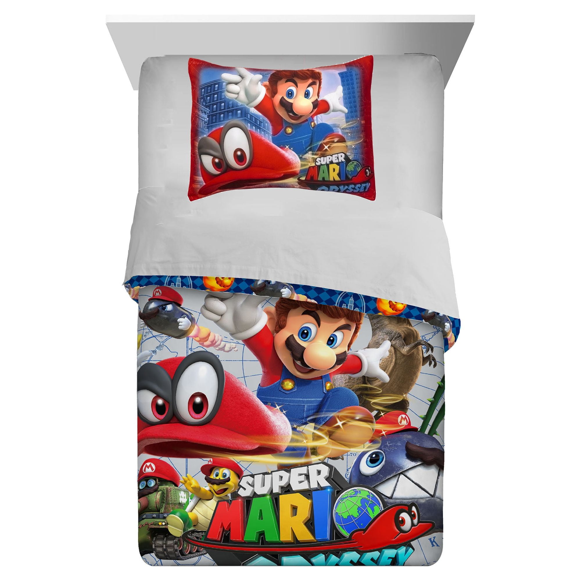 Super Mario Kids Twin/Full Comforter and Sham Set, Reversible ...