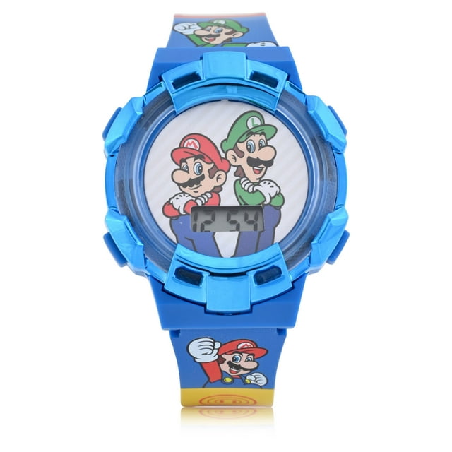 Super Mario Kids Flashing Lights LCD Watch with Printed Strap - Walmart.com