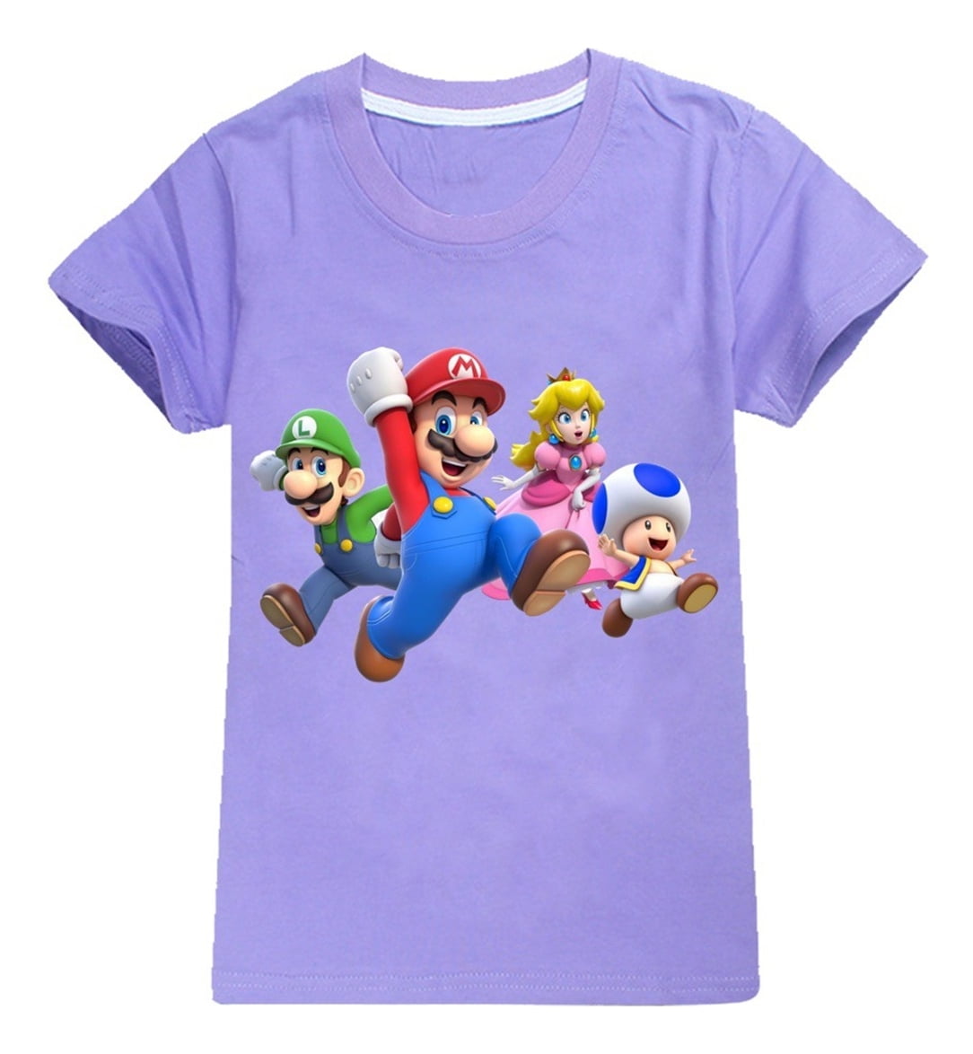 Super Mario Kids Tops Tshirt Luigi Princess Peach Bowser Durable Cotton ...