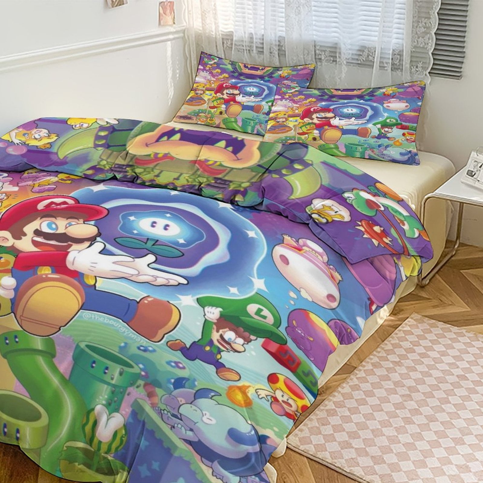 Super Mario Kids Bedding Set 3 Piece Set Cartoon Double-sided Printing ...