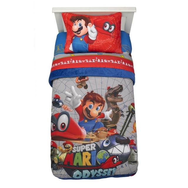 Super Mario Kids Twin Bed in a Bag, Gaming Bedding, Comforter and ...
