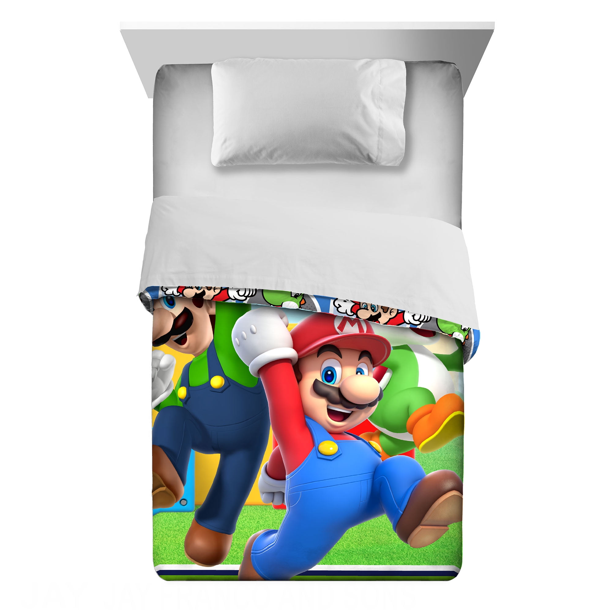 Super Mario Kids Twin Comforter, Reversible, Green and Blue, Nintendo ...