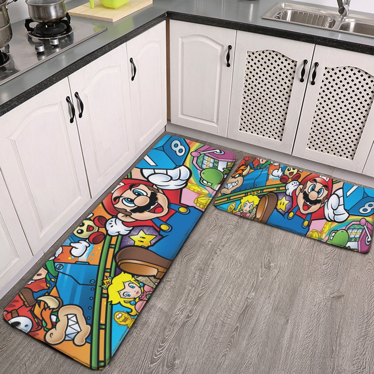 Super Mario Kitchen Mat, 2-Piece Kitchen Rug, Anti-Fatigue Kitchen ...