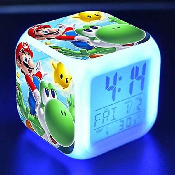 Super Mario LED Alarm Clock - 3-Inch Anime Bedroom Decor with Date ...