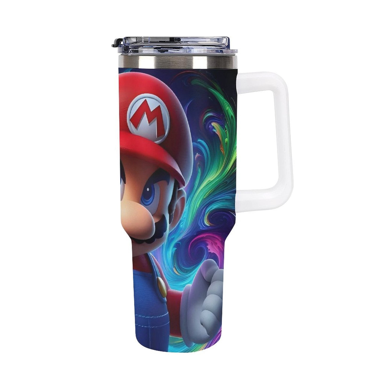 Super Mario Leak-proof large-capacity car cup with handle and straw lid ...