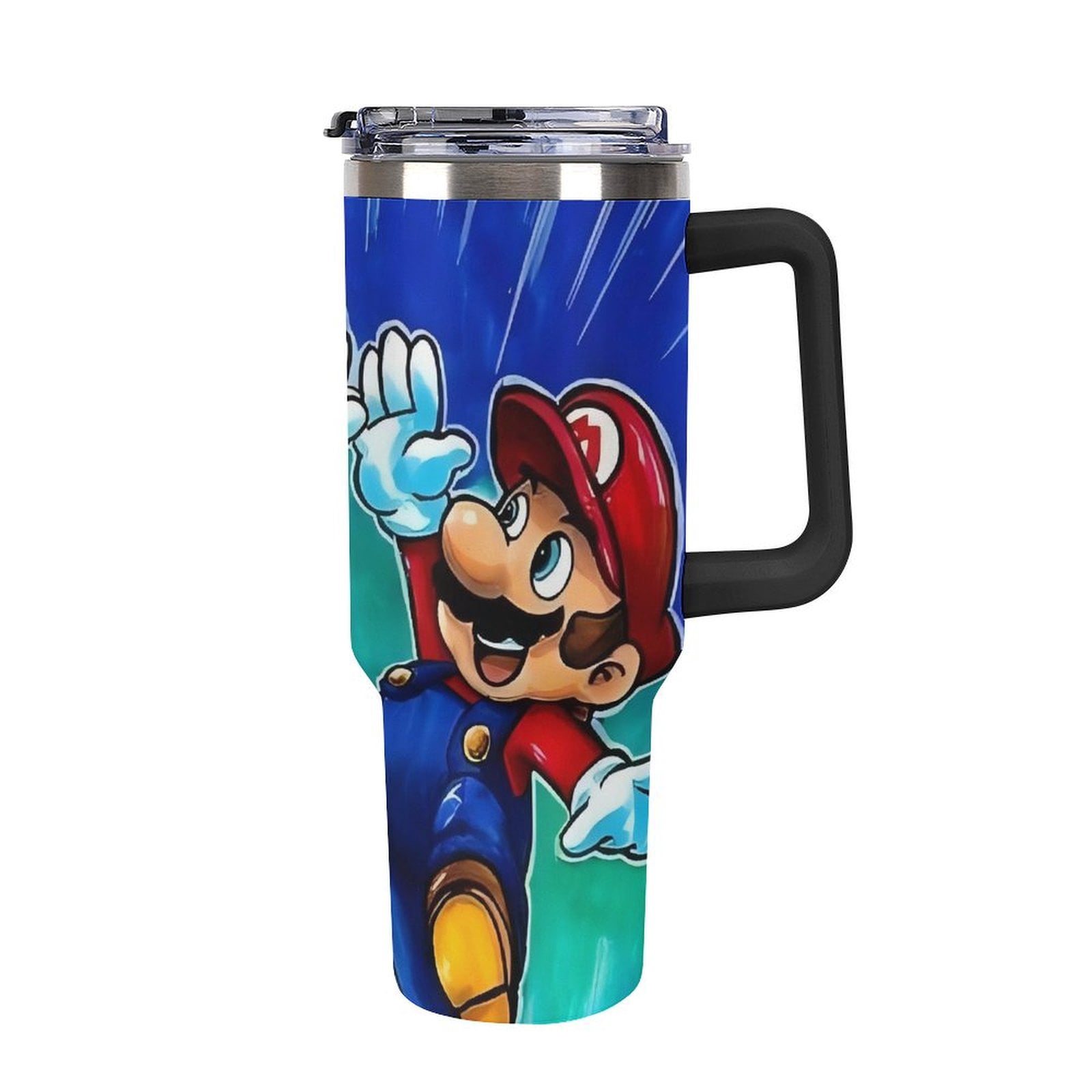 Super Mario Leak-proof large-capacity car cup with handle and straw lid ...