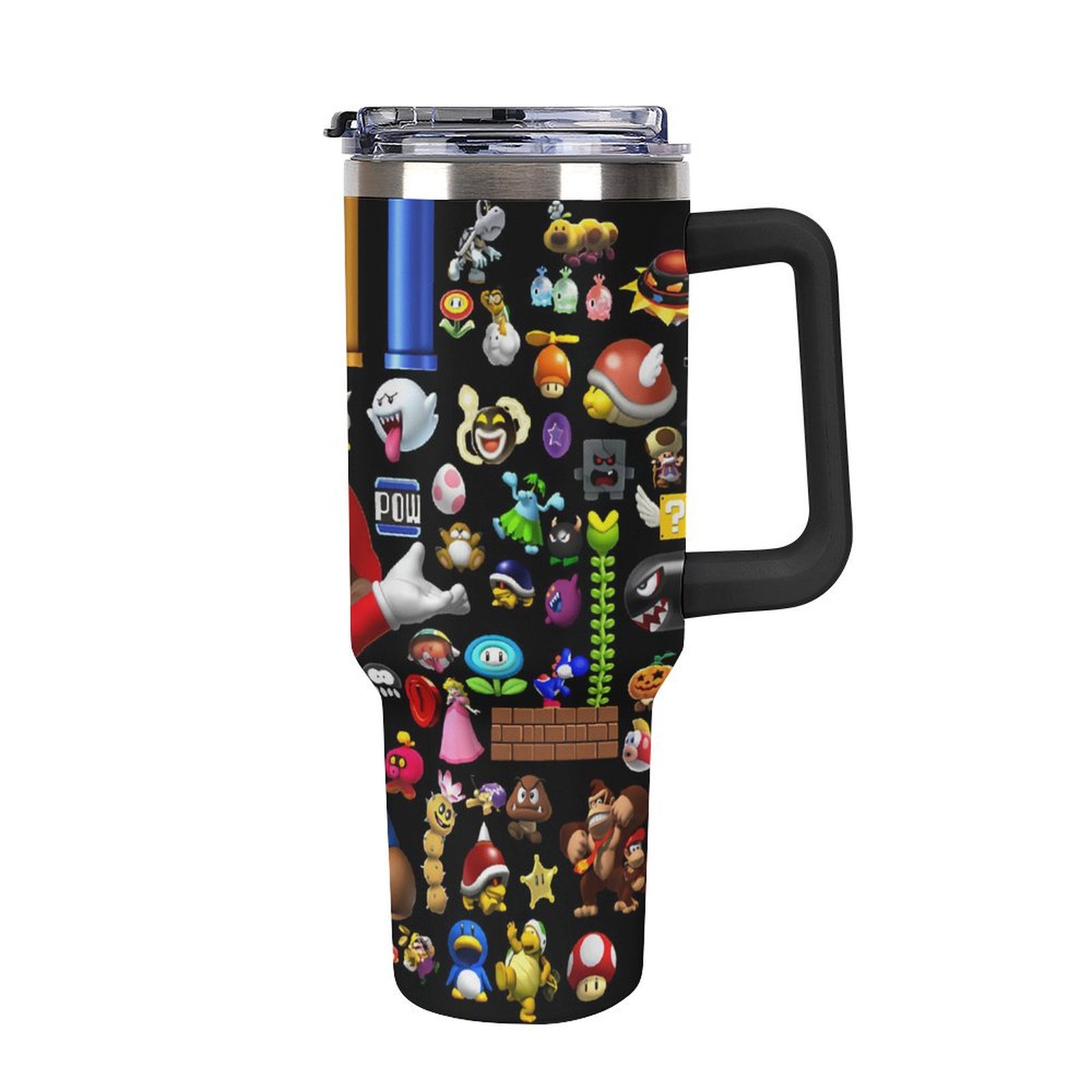 Super Mario Leak-proof large-capacity car cup with handle and straw lid ...