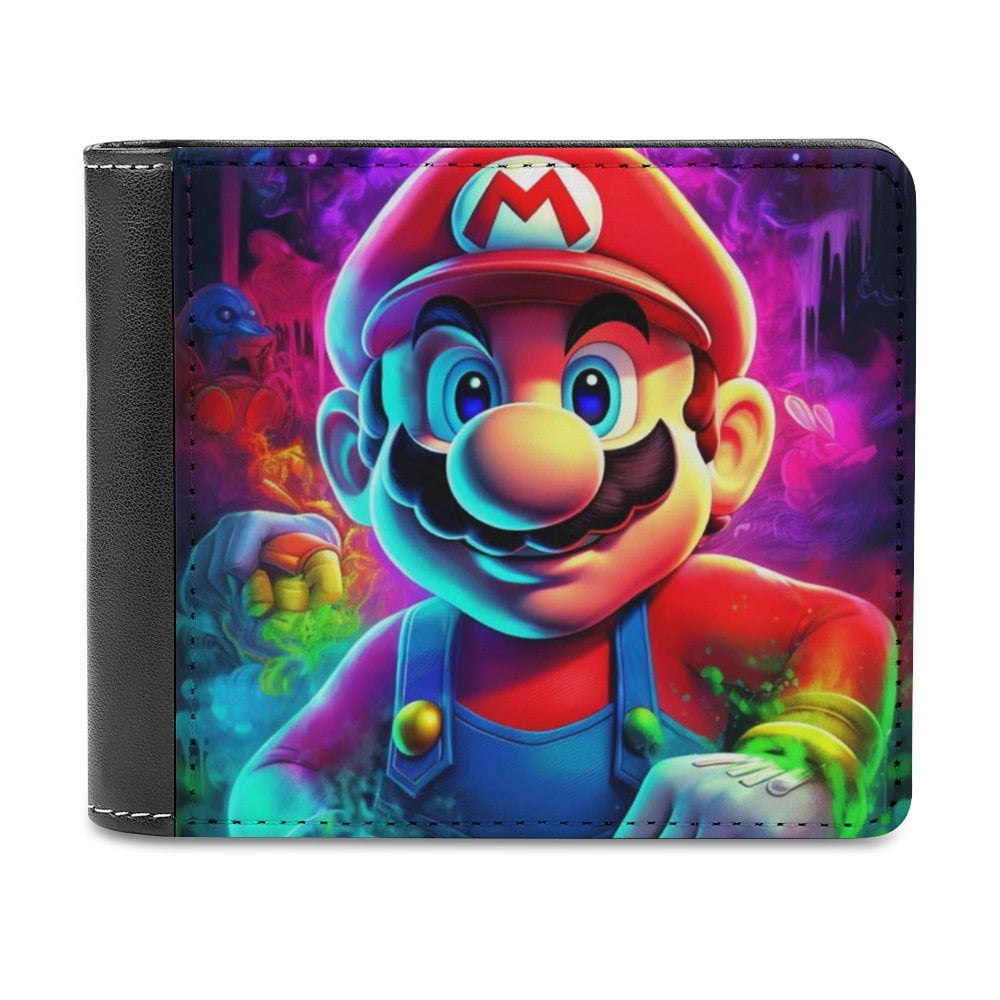 Super Mario Leather Wallet for Men Women Two Fold Purse Slim Cash Card ...