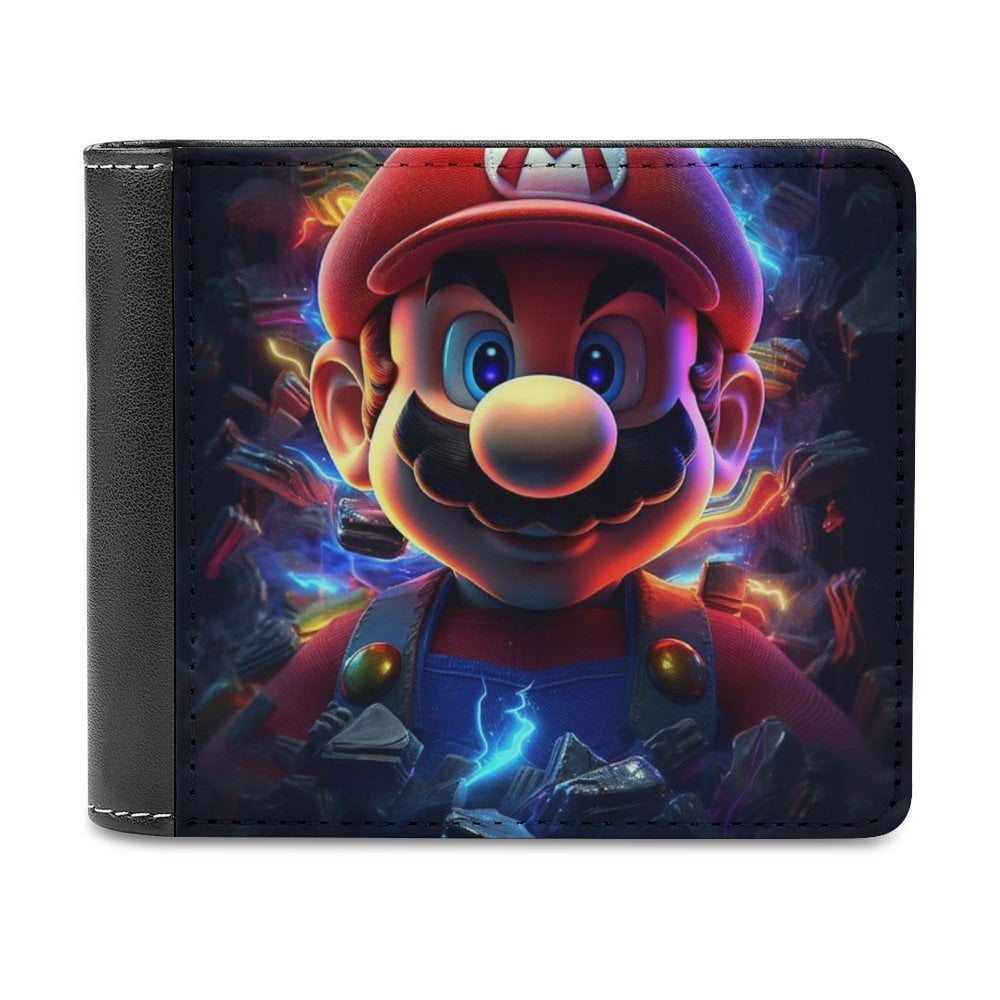 Super Mario Leather Wallet for Men Women Two Fold Purse Slim Cash Card ...
