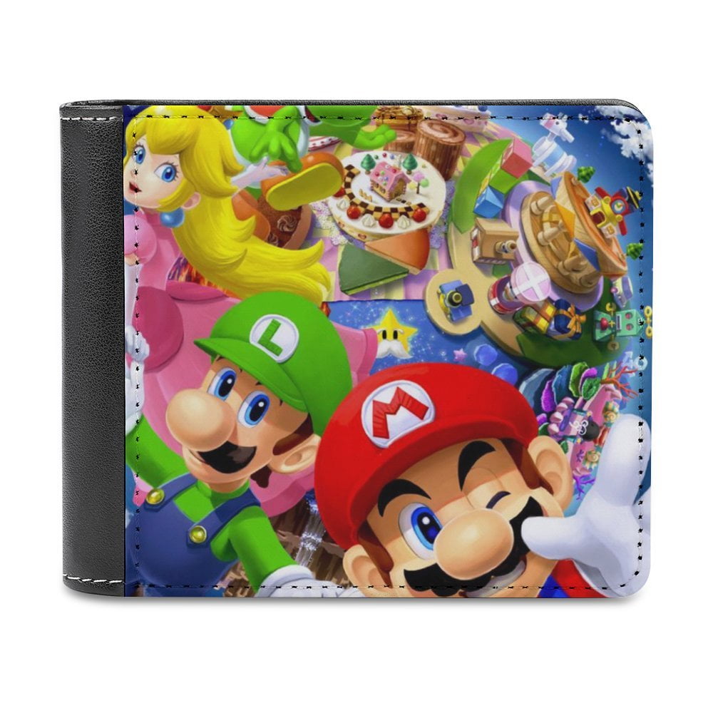 Super Mario Leather Wallet for Men Women Two Fold Purse Slim Cash Card ...