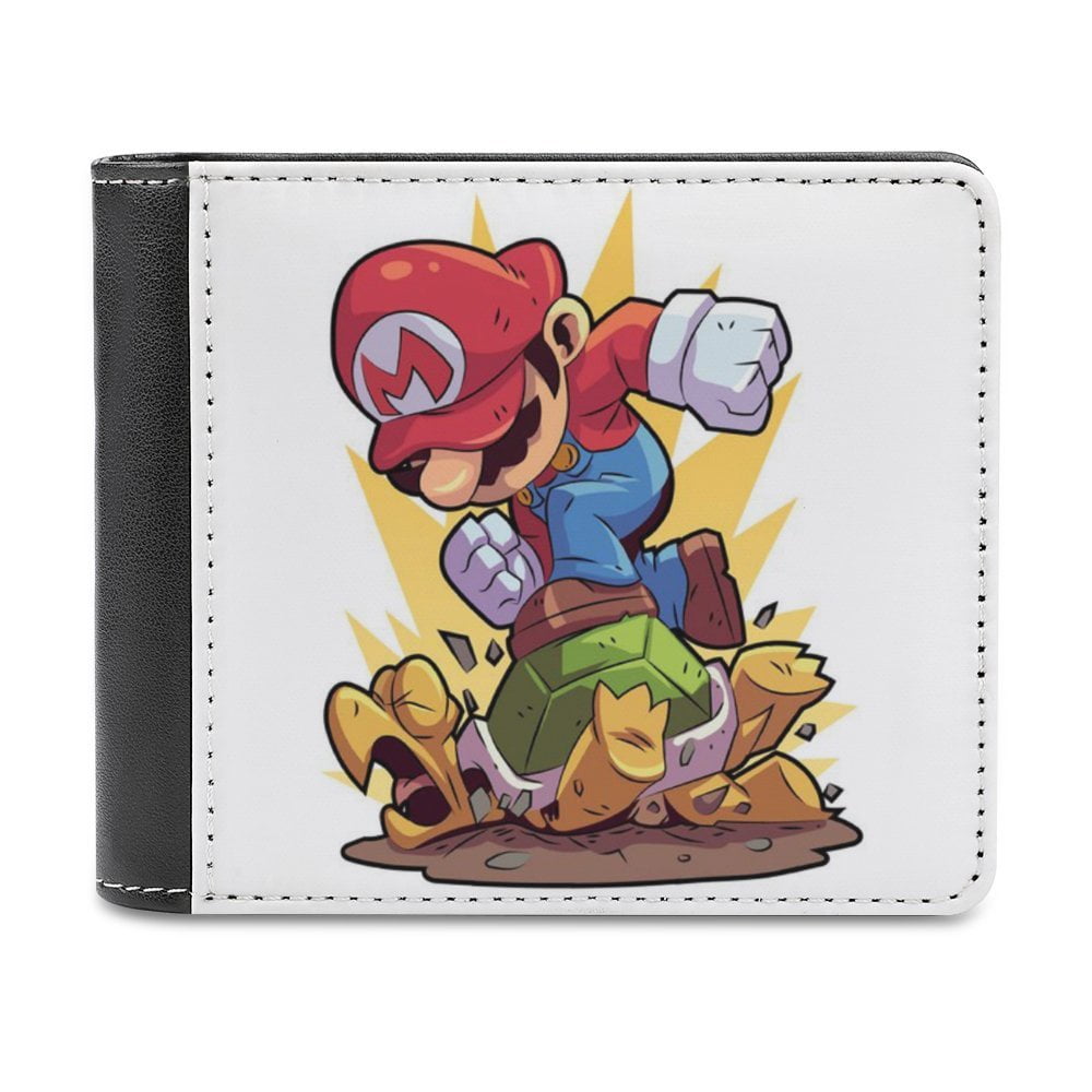 Super Mario Leather Wallet for Men Women Two Fold Purse Slim Cash Card ...