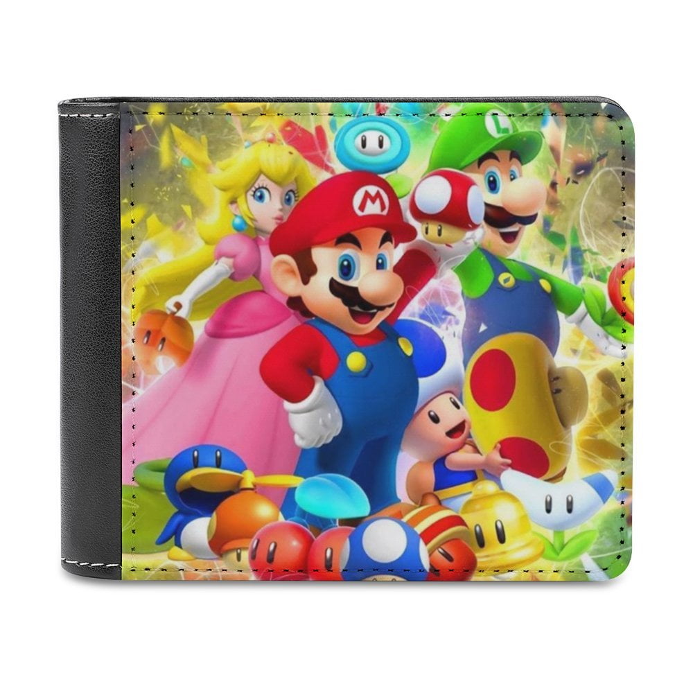Super Mario Leather Wallet for Men Women Two Fold Purse Slim Cash Card ...