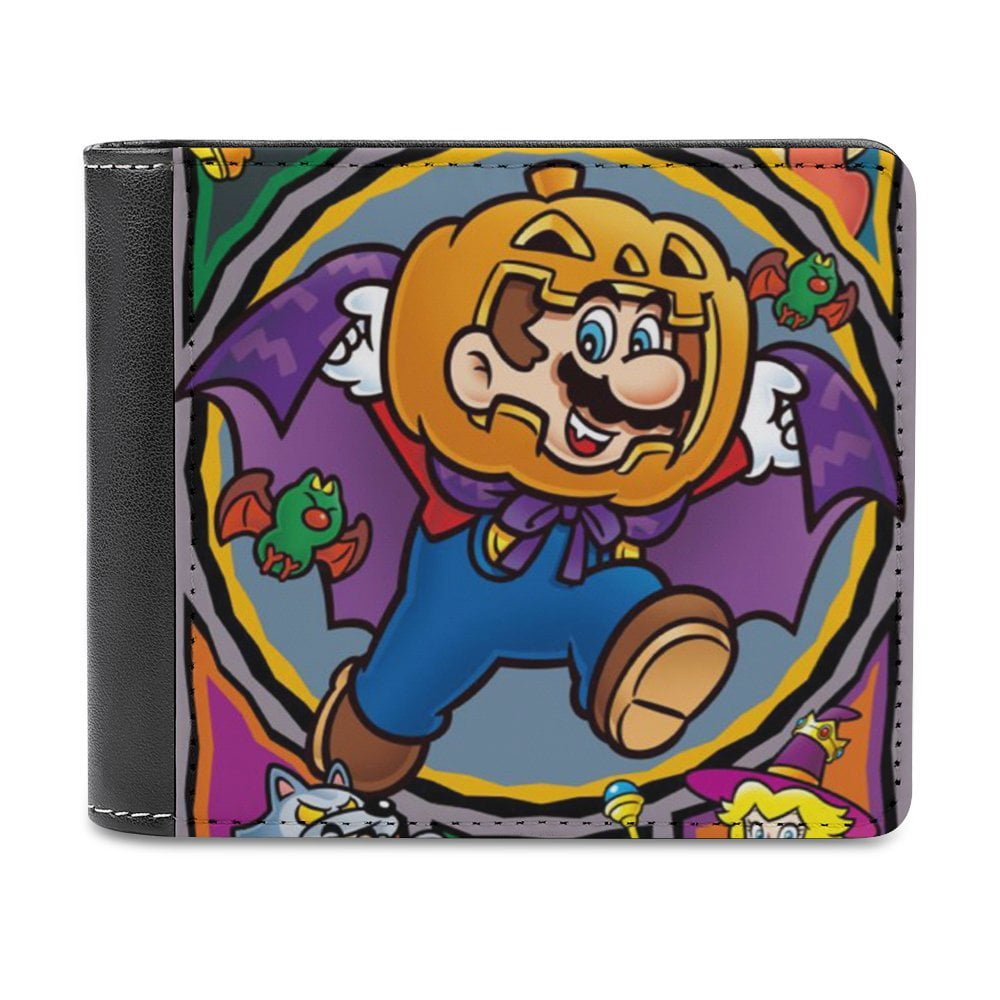 Super Mario Leather Wallet for Men Women Two Fold Purse Slim Cash Card ...