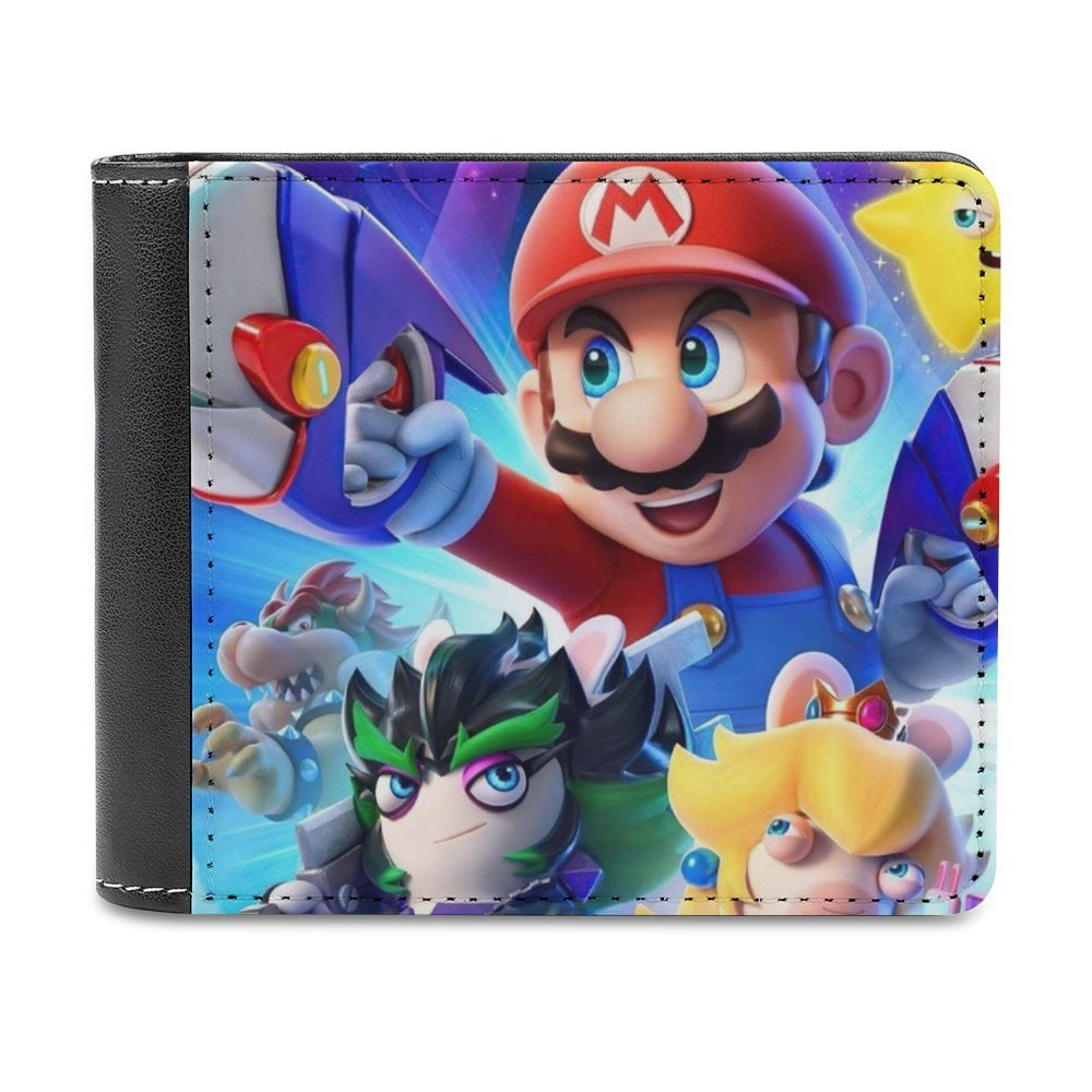 Super Mario Leather Wallet for Men Women Two Fold Purse Slim Cash Card ...