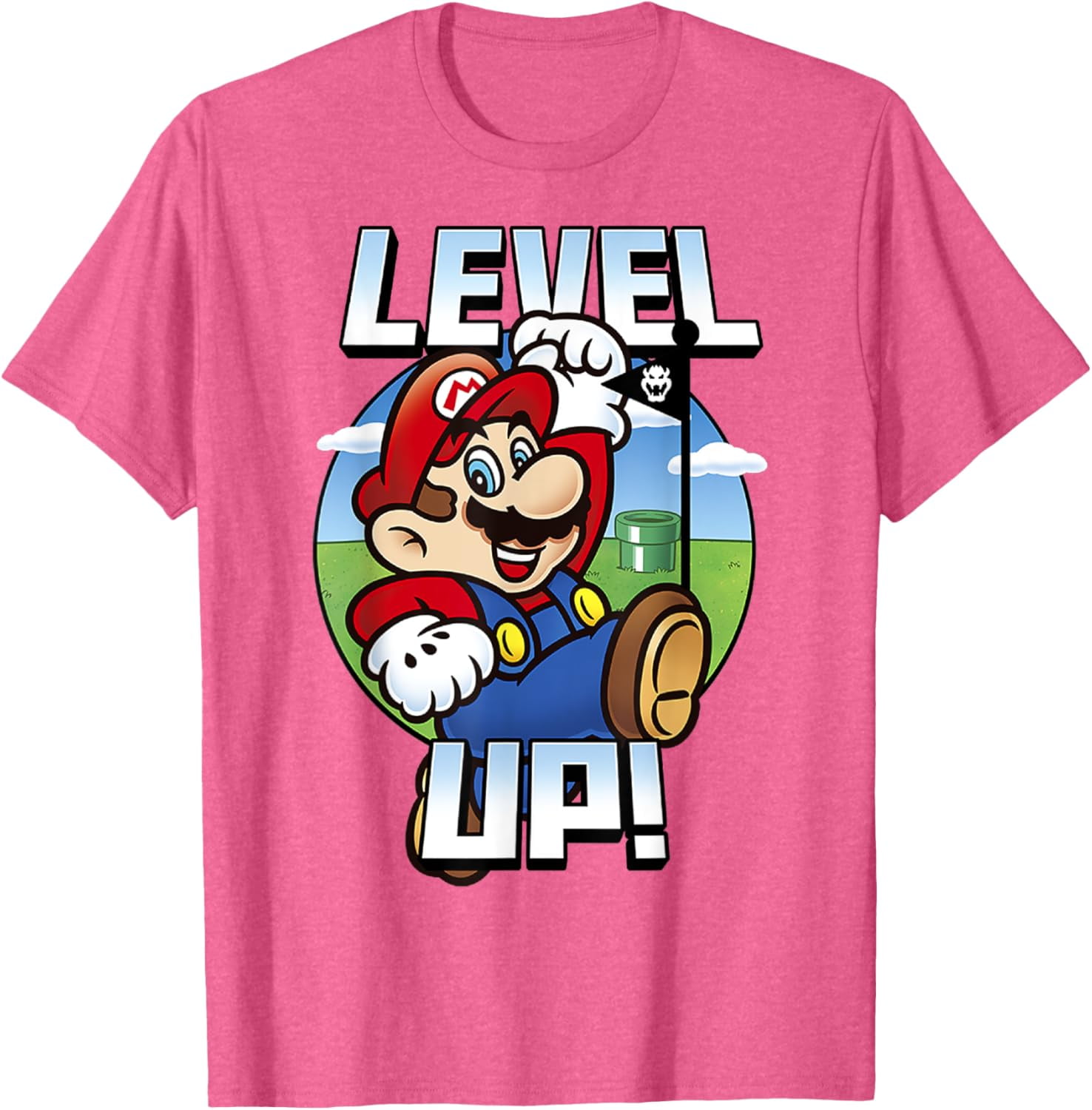 Super Mario Level Up Bowser Flag Portrait Graphic T-Shirt T-Shirt ...