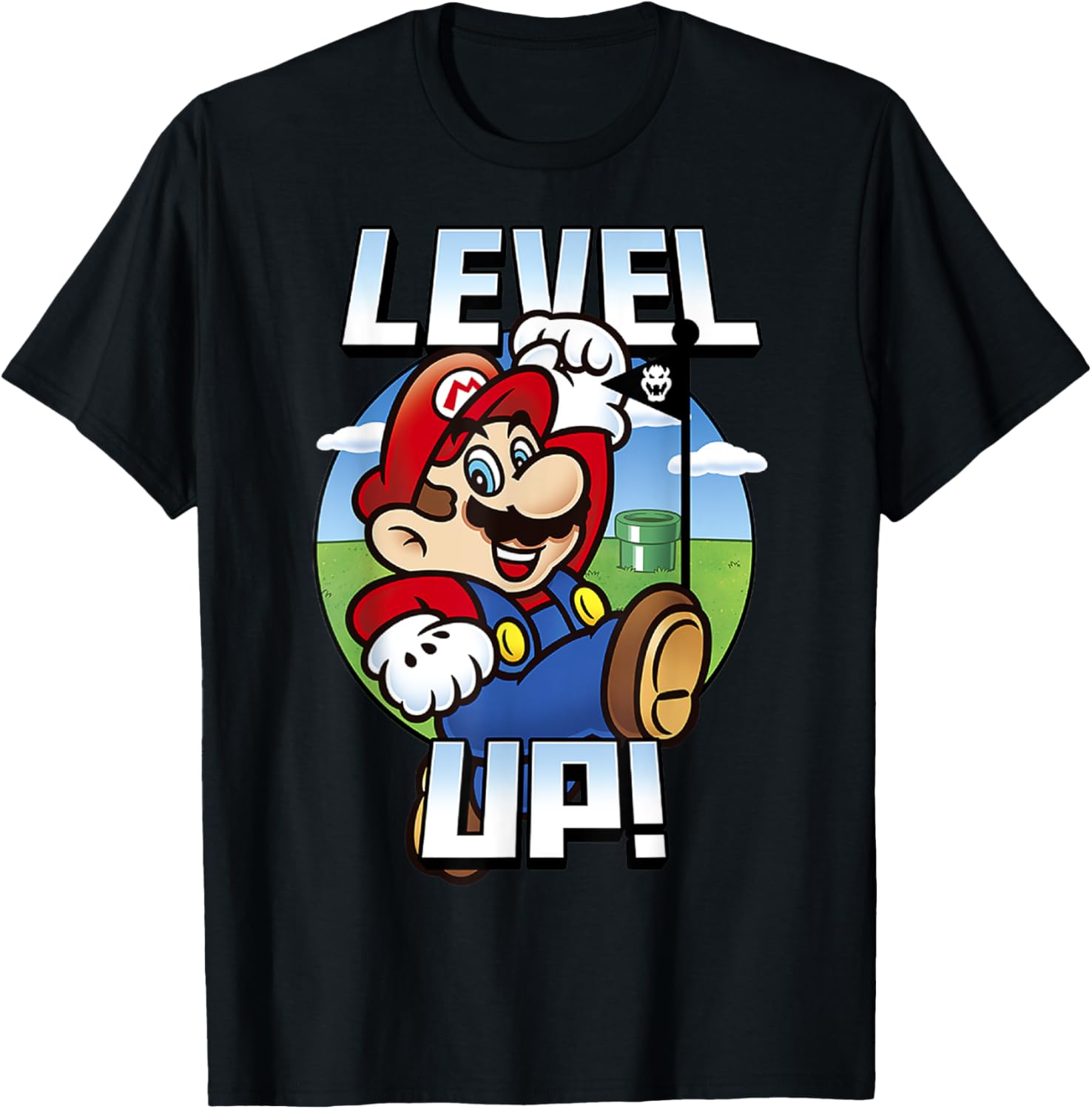 Super Mario Level Up Bowser Flag Portrait Graphic T-Shirt T-Shirt ...