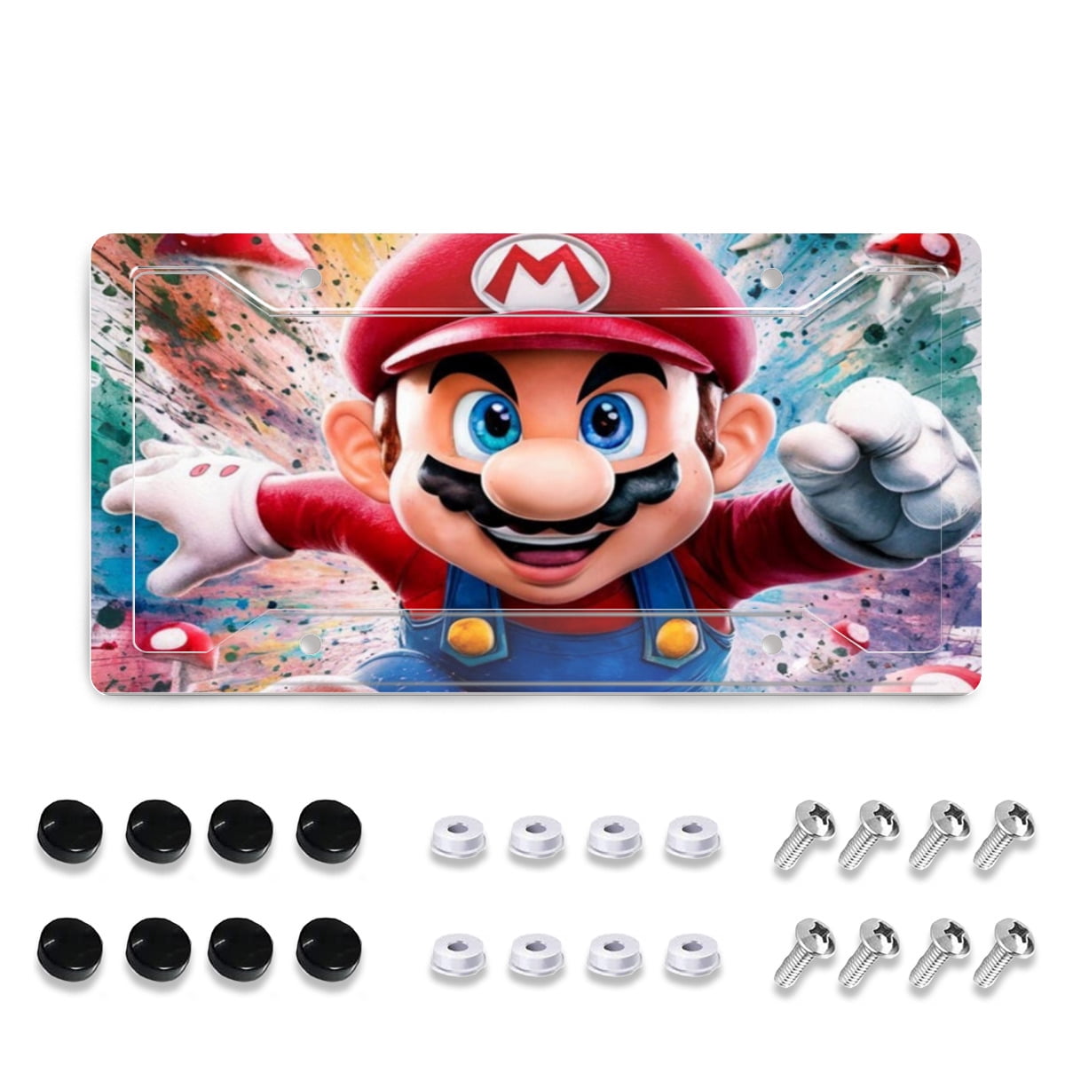 Super Mario License Plate Frame Set - 4-hole License Plate Frame ...