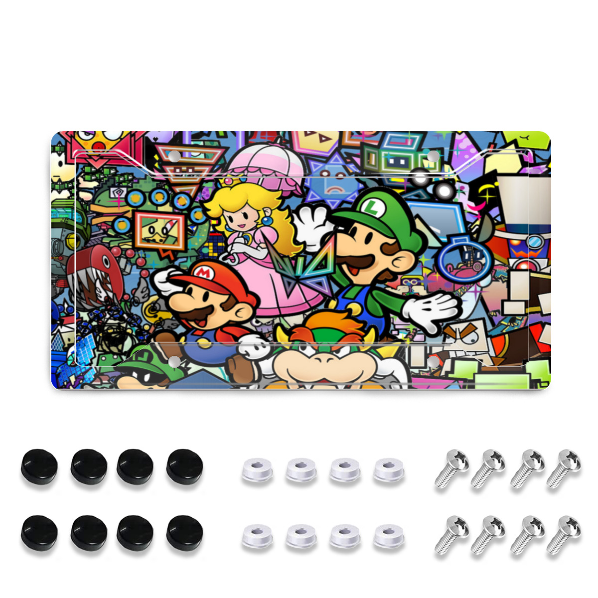 Super Mario License Plate Frame Set - 4-hole License Plate Frame ...